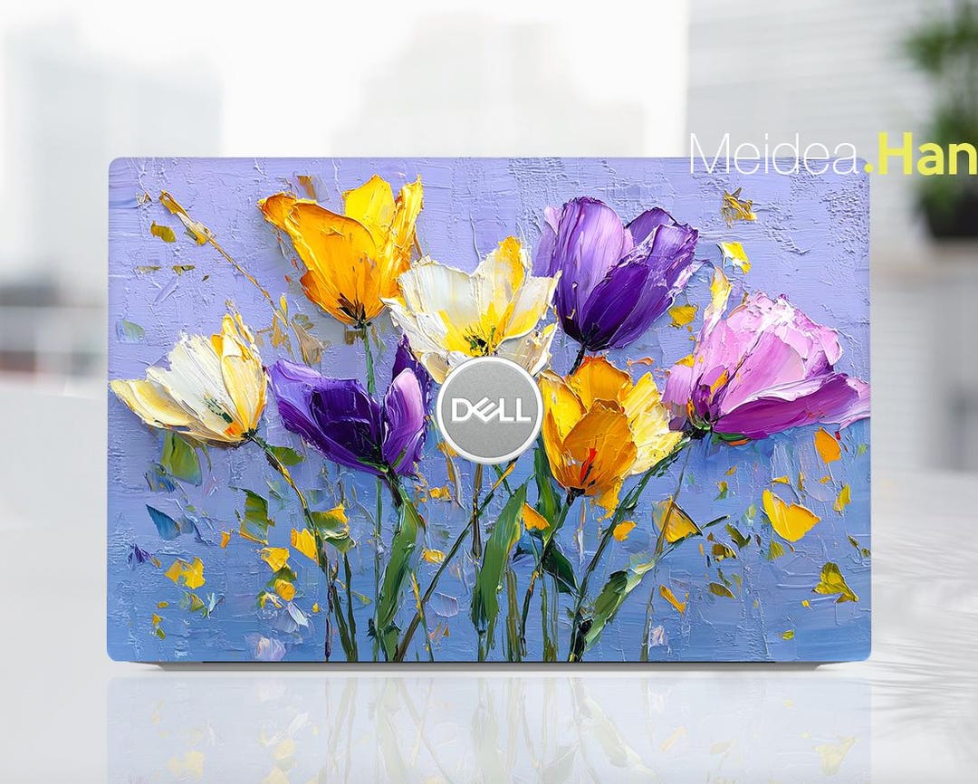 Laptop Skin for Dell Latitude 7400, Artistic Decals Oil Painting Flower ...