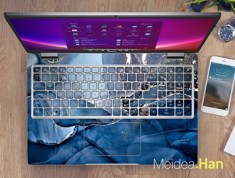 Personalized Dell Xps 13 9343 9350 Skin Decal Blue Marble Texture ...