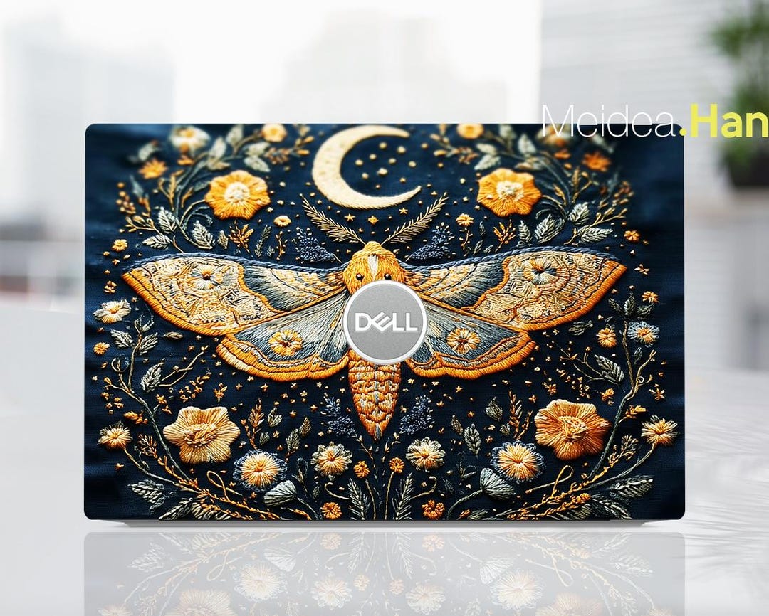 Dell Laptop Decal Xps 9530 Custom Sticker Embroidered Moth Pattern Gift ...