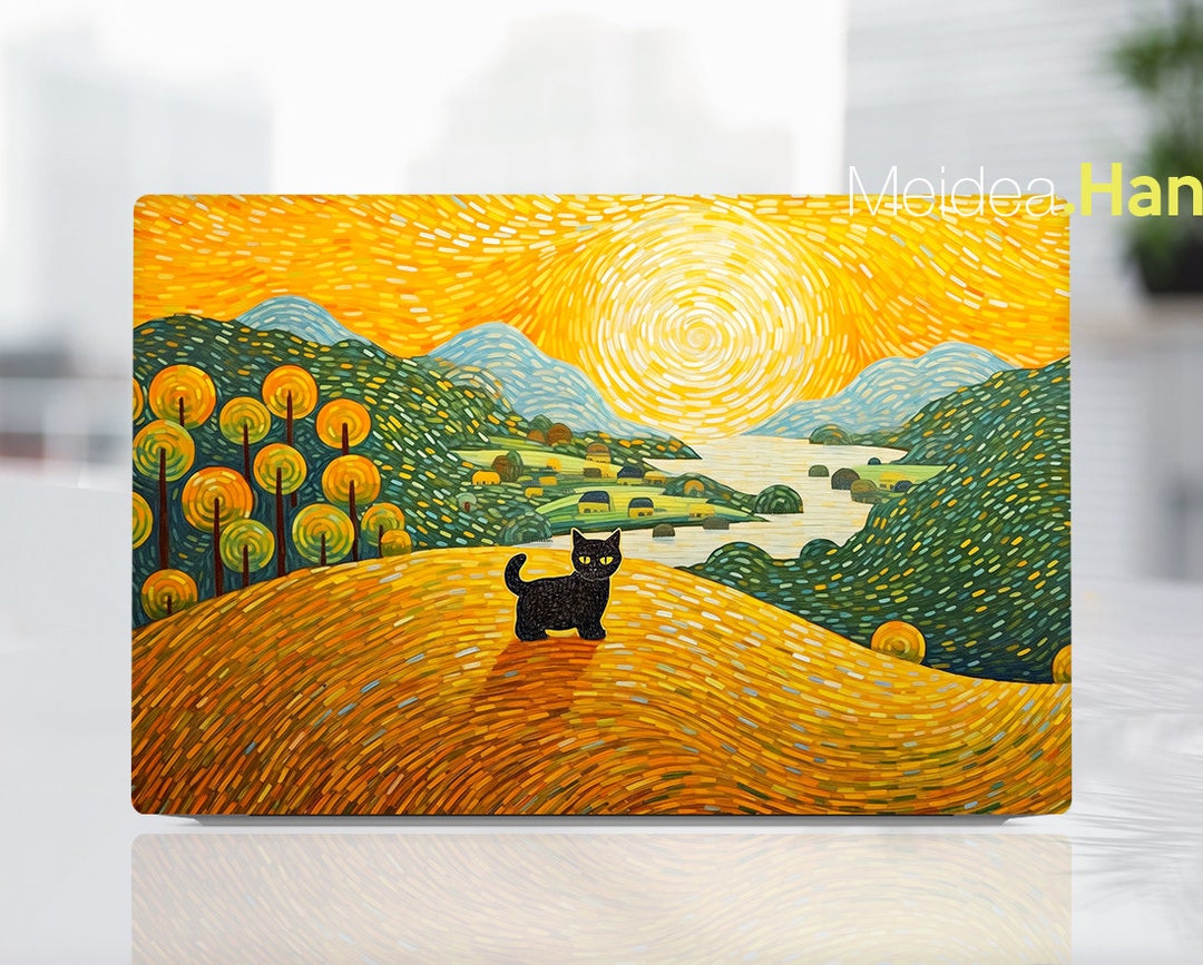 Custom Laptop Skin Dell Decals Personalization Yellow Cat Cartoon ...