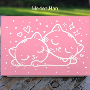 Hp Laptop Decal 15-er Skin Custom Pink Gift Simple Cartoon Cat Pattern ...