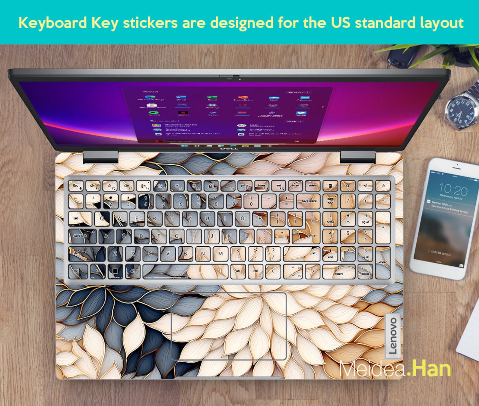 Laptop Skin Lenovo Yoga 9i Vinyl Decal Personalized Customizable White ...