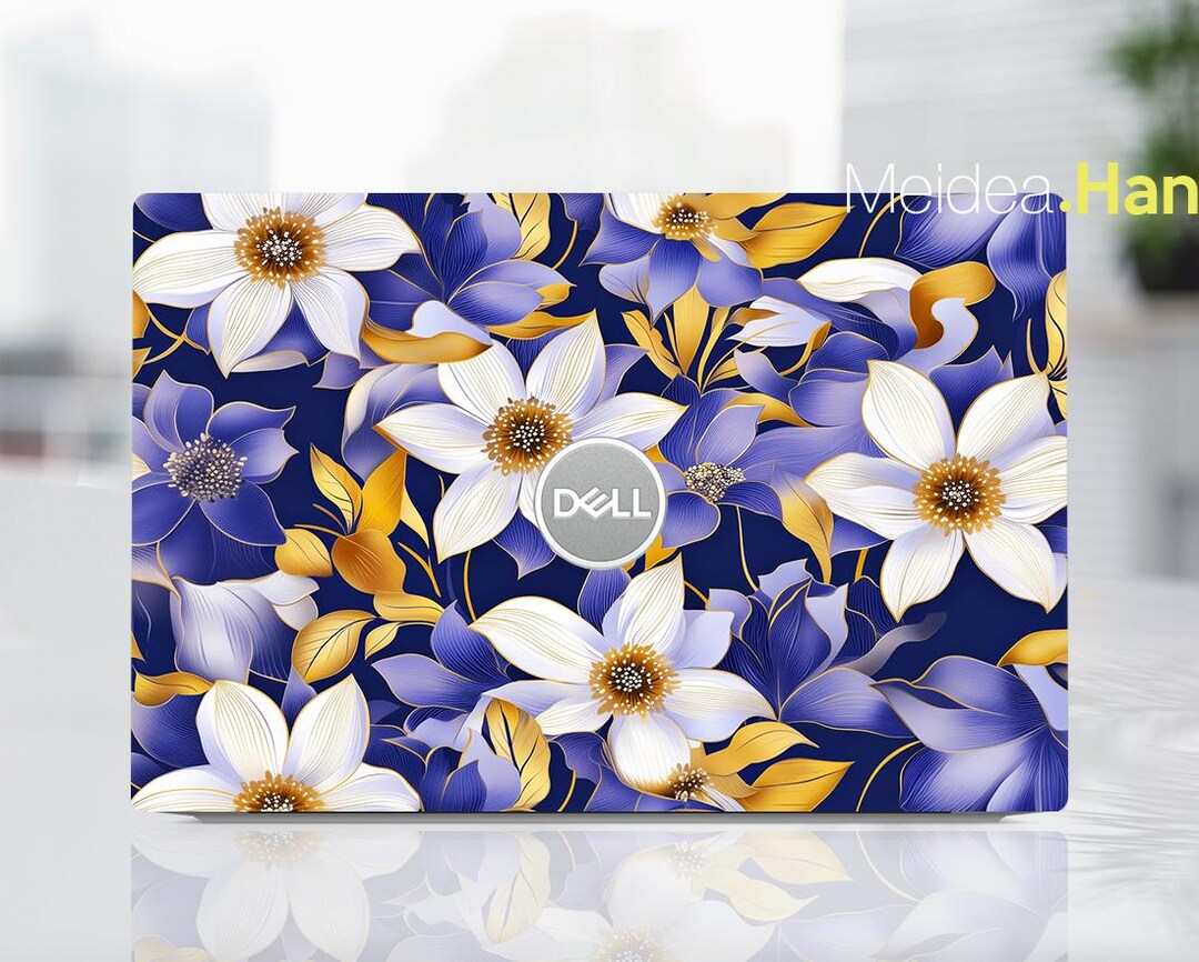 Dell Laptop Skins Personalized Sticker Custom Decal Unique Flower Art ...