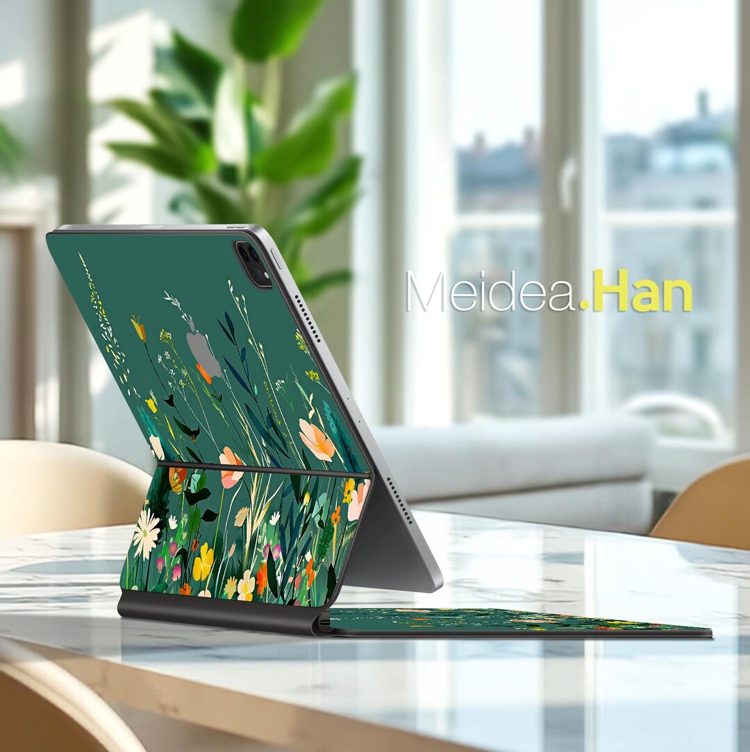 Folio Keyboard Air Sticker Keyboard Wrap Green Floral Pattern Gift for ...