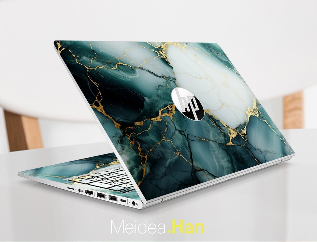 Laptop Skin Hp Envy Decal Customizable Personalization Teal Marble ...