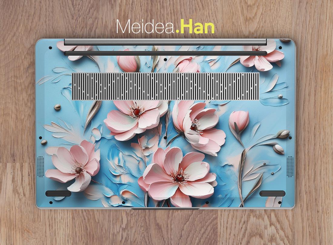 Hp Laptop Protection Art Skin Custom Sticker White and Pink Flower ...