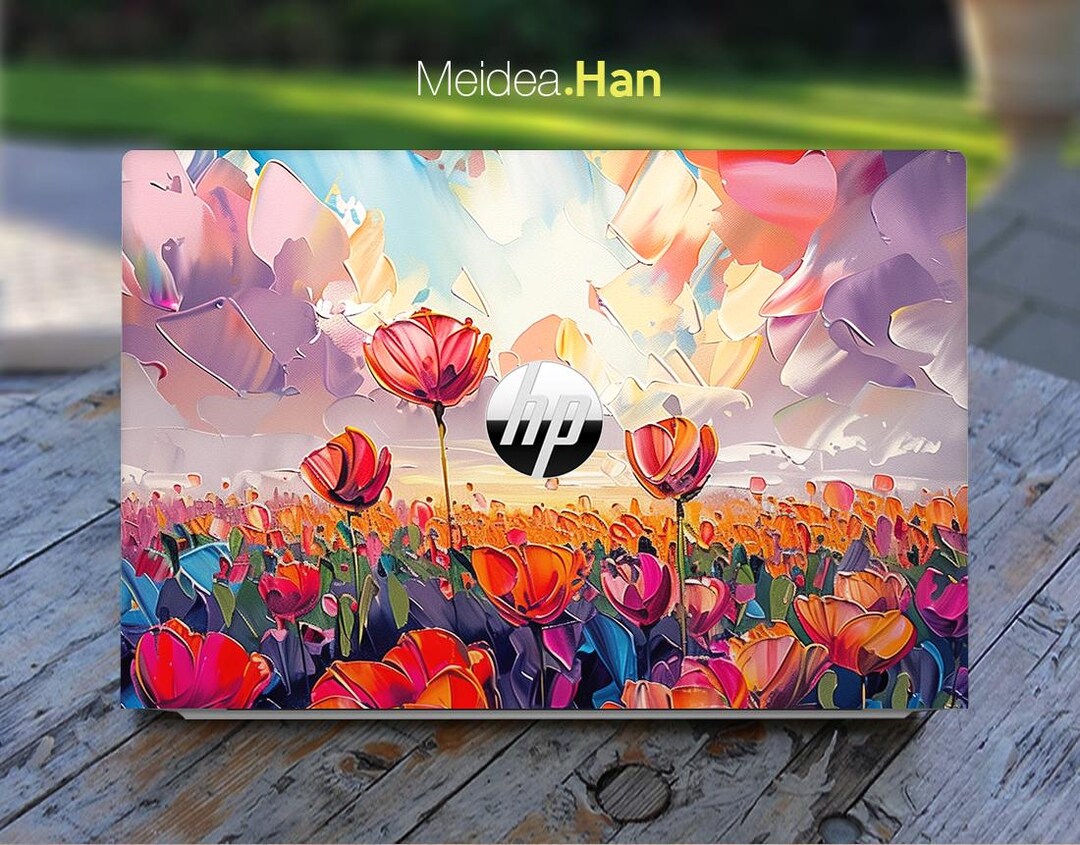 Hp Laptop Skin Back to School Unique Art Gift Pink Flowers Patterns Oil ...