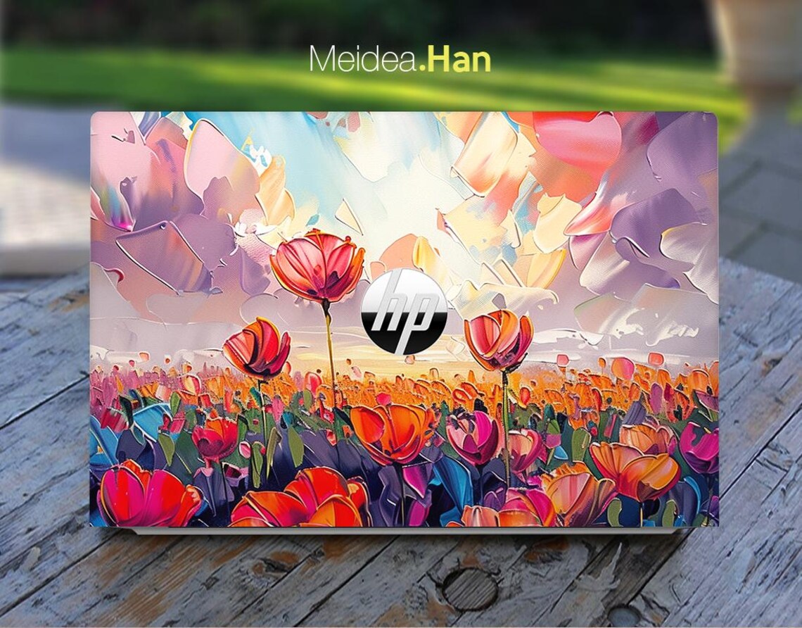 Hp Laptop Skin Back to School Unique Art Gift Pink Flowers Patterns Oil ...