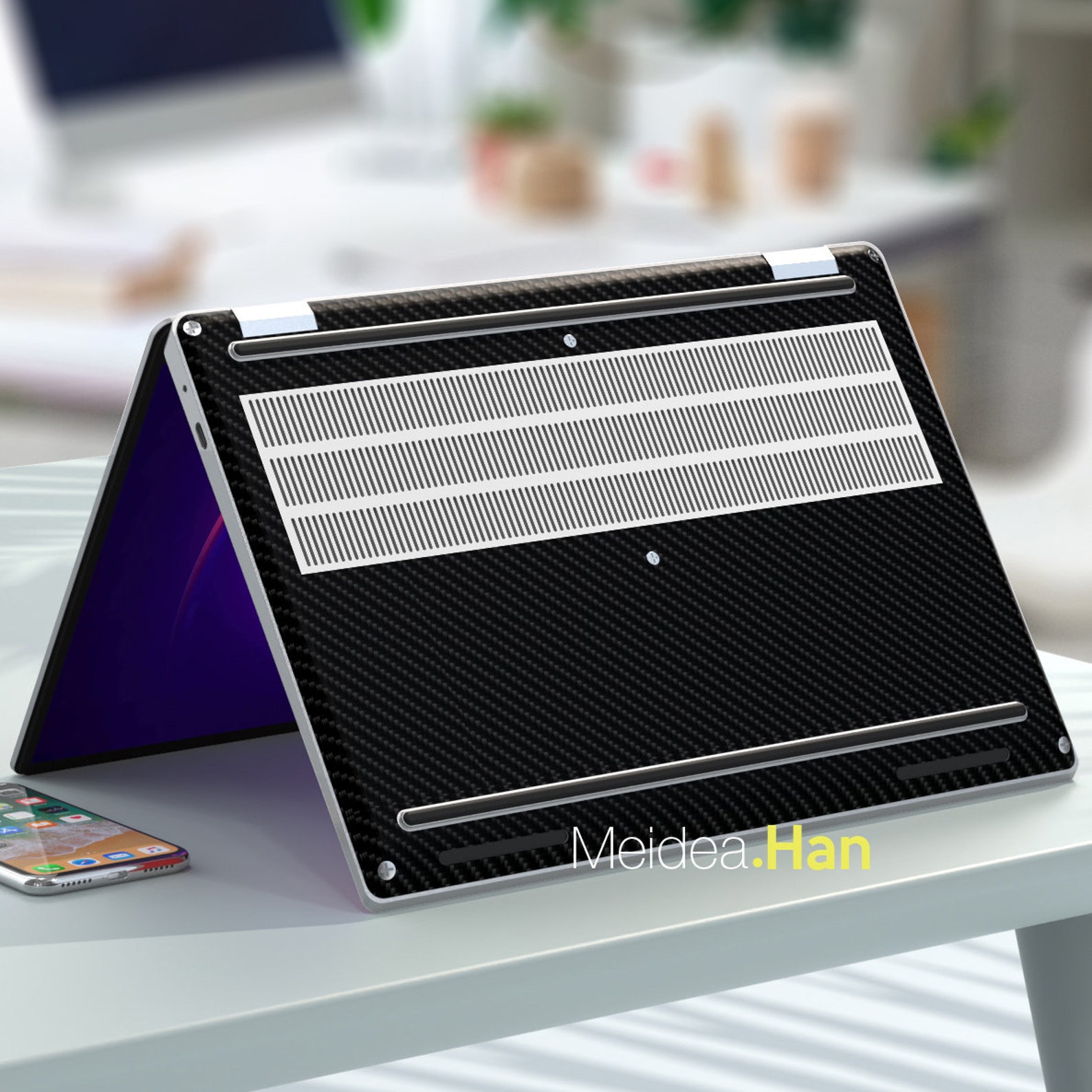 Dell Skin Black Carbon Fiber Solid Color Skin Laptop Decal Personalized ...