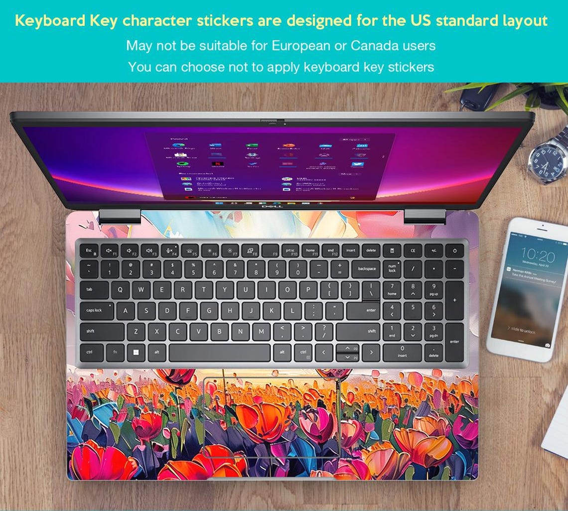 Hp Laptop Skin Back to School Unique Art Gift Pink Flowers Patterns Oil ...
