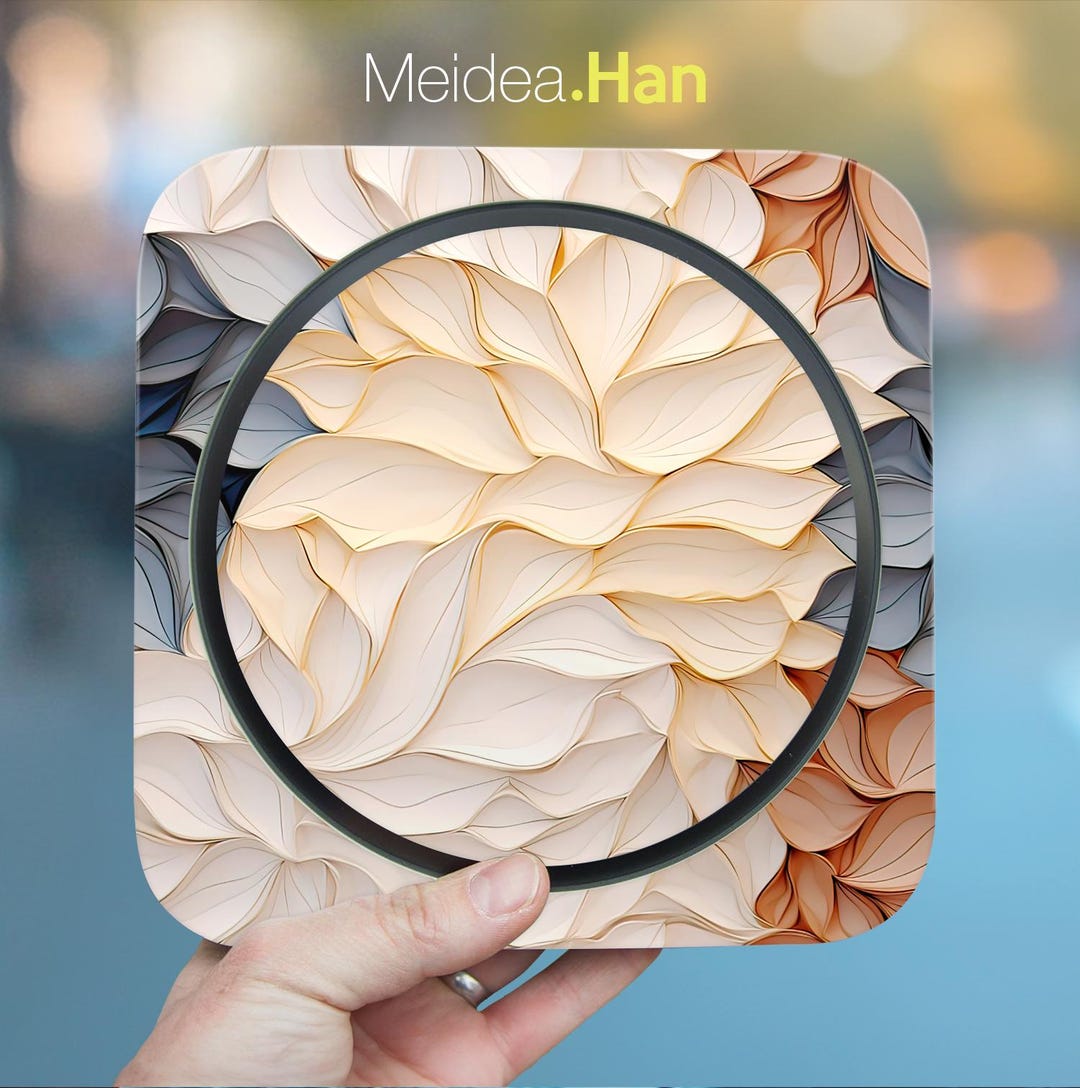 Custom Mac Mini Skin Host Decal Personalized Pattern Fresh Beige Flower ...