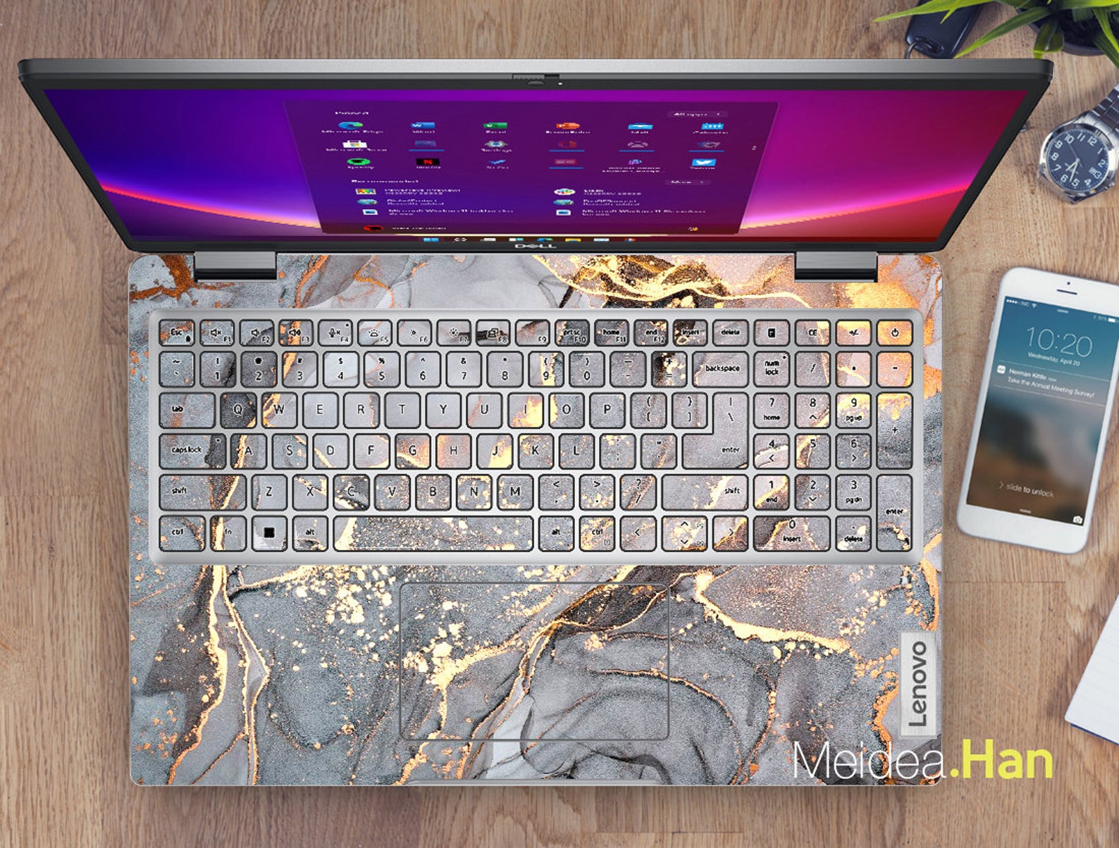 Lenovo Yoga 9I Skin Keyboard Personalized Customizable Abstract Mable ...