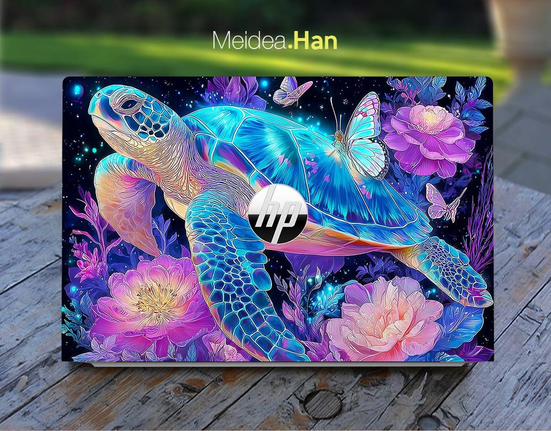 HP Omnibook X Flip Laptop 14t-fm Laptop Decal Personalized Gift Cute Blue Turtle Design for ...