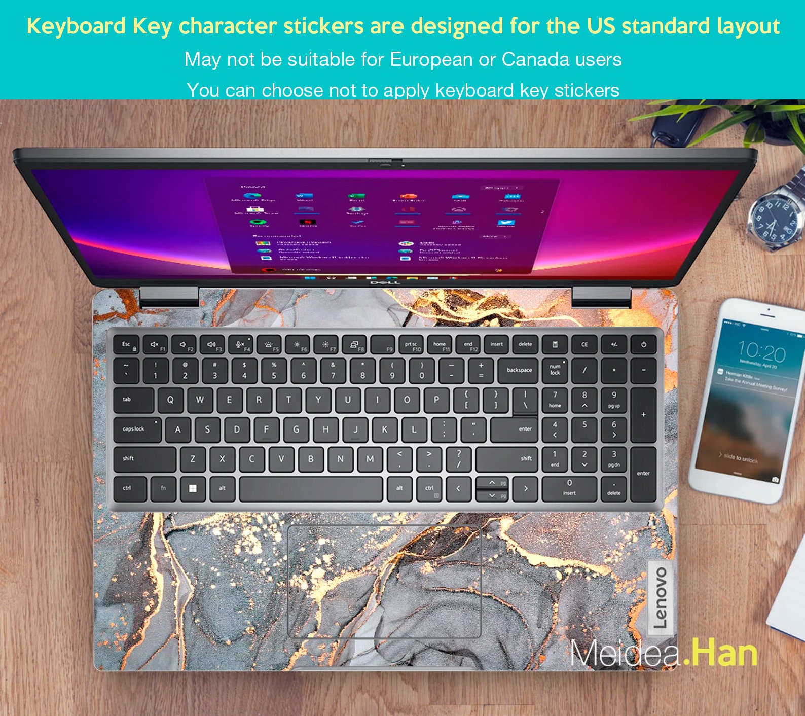 Lenovo Yoga 9I Skin Keyboard Personalized Customizable Abstract Mable ...