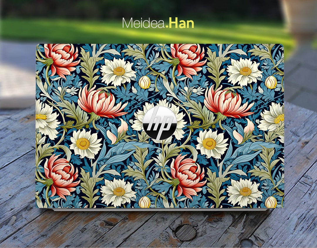 Laptop Decals Hp Pavilion Skin Customizable Personalised White Floral ...