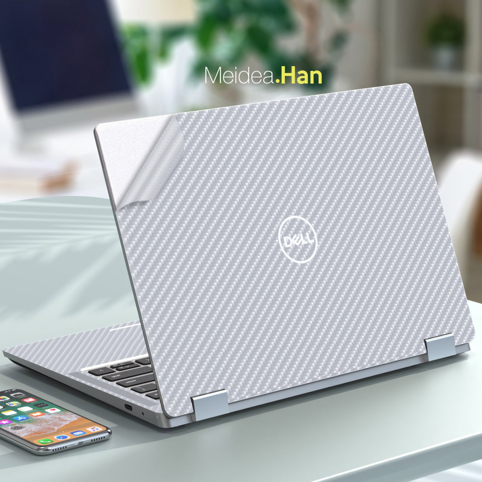 Dell Skin Black Carbon Fiber Solid Color Skin Laptop Decal Personalized ...