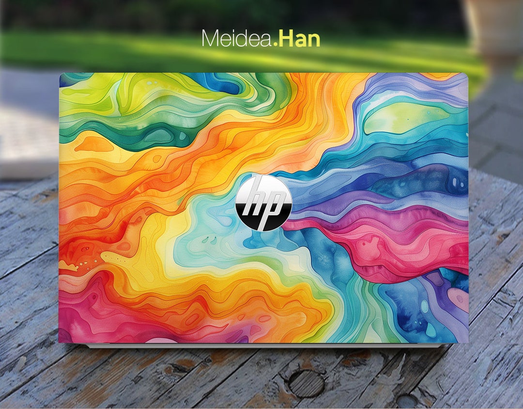 Hp Laptop Skin Personalized Creative Rainbow Ripple Design for Women ...