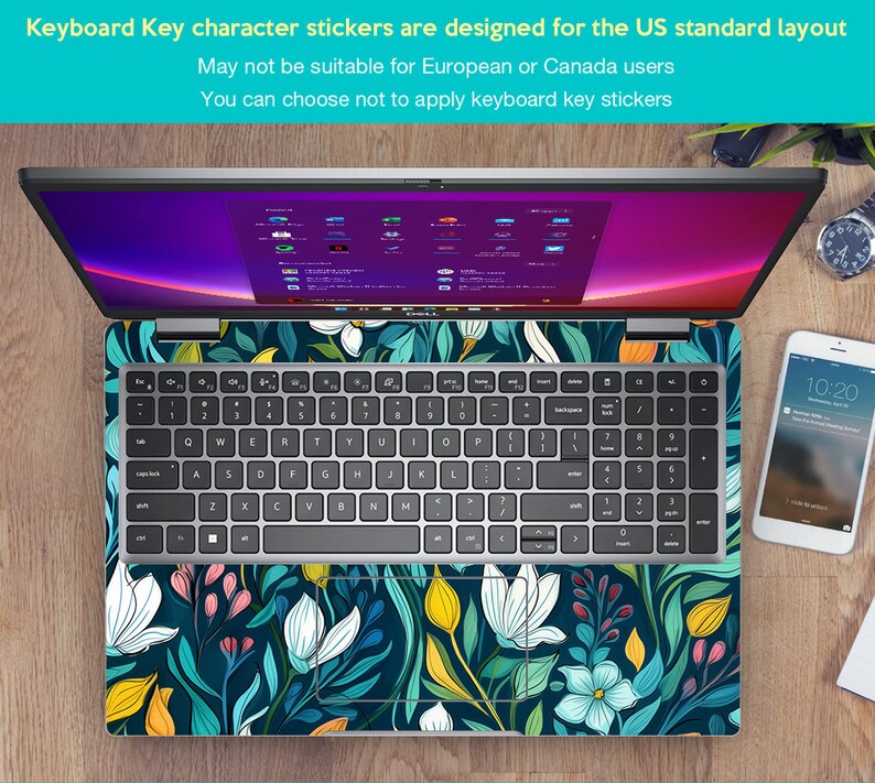 Lenovo Laptop Skin Personalized Custom Sticker Fresh Green Plant Design ...