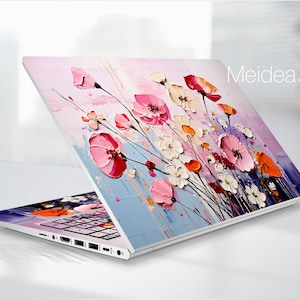 Custom Laptop Skin Dell Decals Personalization Gift Pink Flowers ...