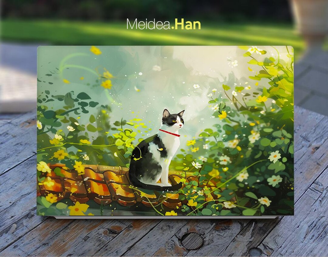 Laptop Skin Hp Envy Decal Personalized Sticker Eaves Cat Design Back to ...