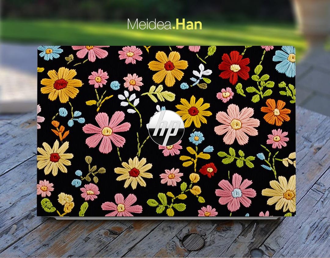 Hp Hp Laptop 15-fc Skins Custom Decals Embroidery Colorful Floral ...