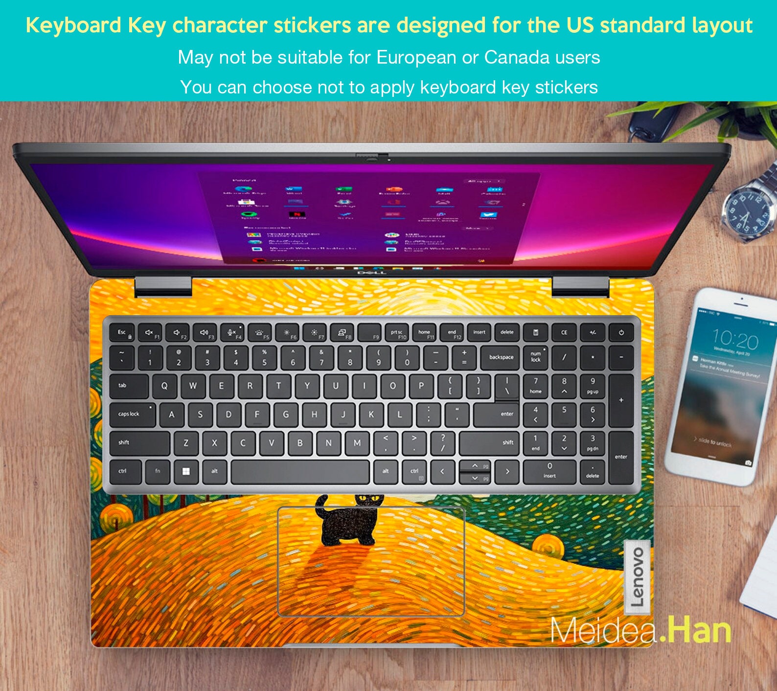 Custom Laptop Skin Lenovo Yoga Personalization Golden Yellow Cartoon ...