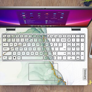 Lenovo Laptop Skins Personalized Gift Green Simple Lines Vinyl Sticker ...