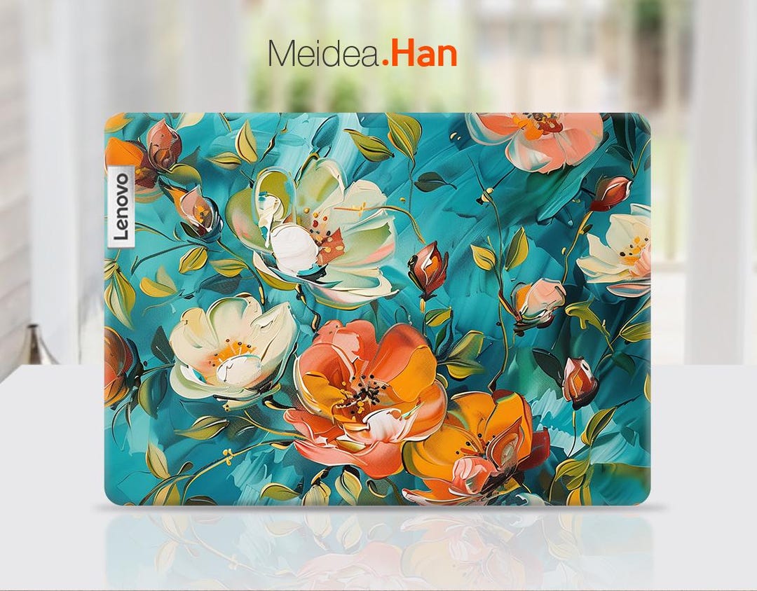 Lenovo Laptop Skin Ideapad Flex 5 Personalize Gift Oil Painting Flowers ...