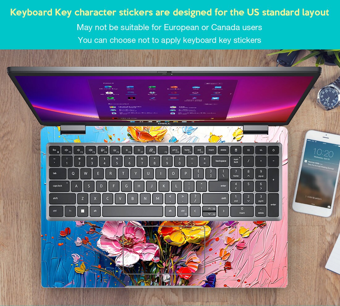 Custom Laptop Skin Lenovo Accessories Personalization Pink Flowers Oil ...