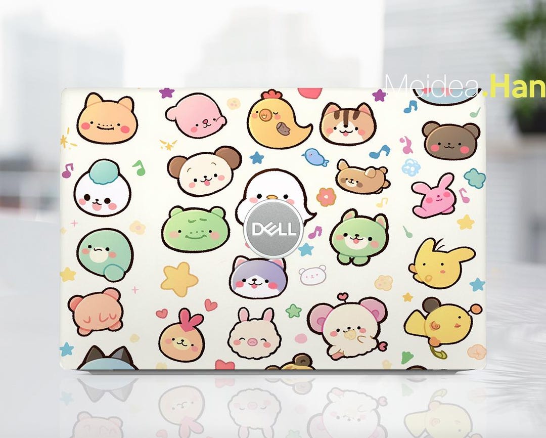 Custom Laptop Vinyl Skin Dell Decal Cute Cartoon Animal Design for Xps ...