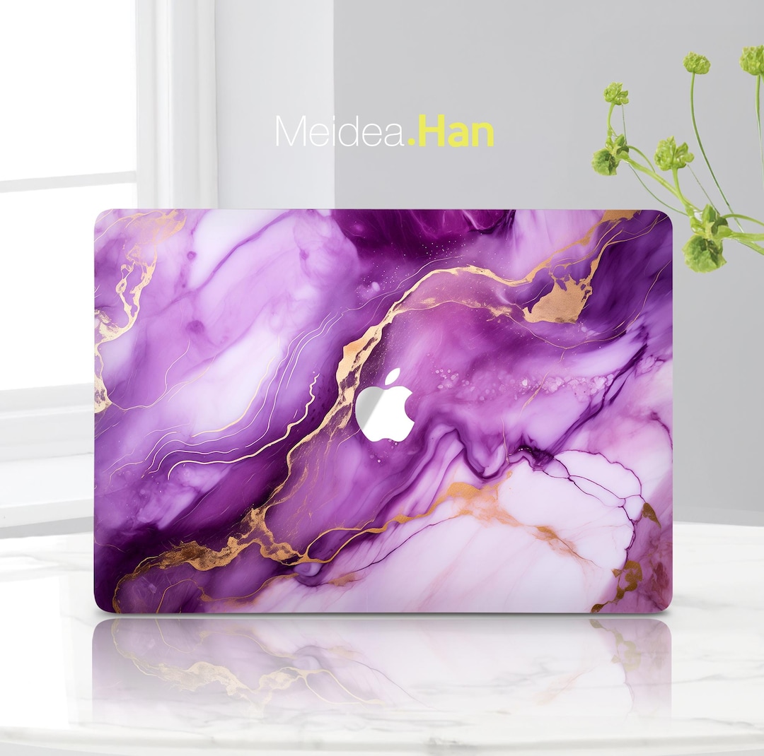Apple Laptop Skin Unique Decal Custom Gift Purple Marble Texture Design ...