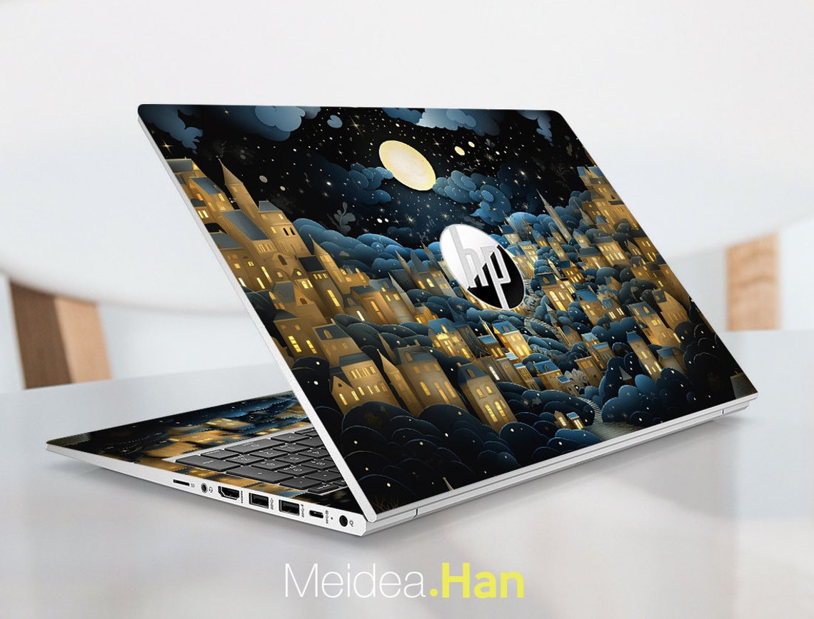 Custom Laptop Skins Hp Decal Personalised Sticker City Cartoon Night ...