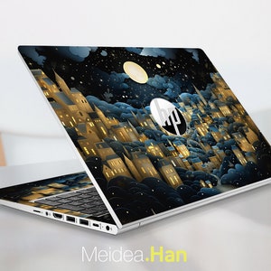 Custom Laptop Skins Hp Decal Personalised Sticker City Cartoon Night ...