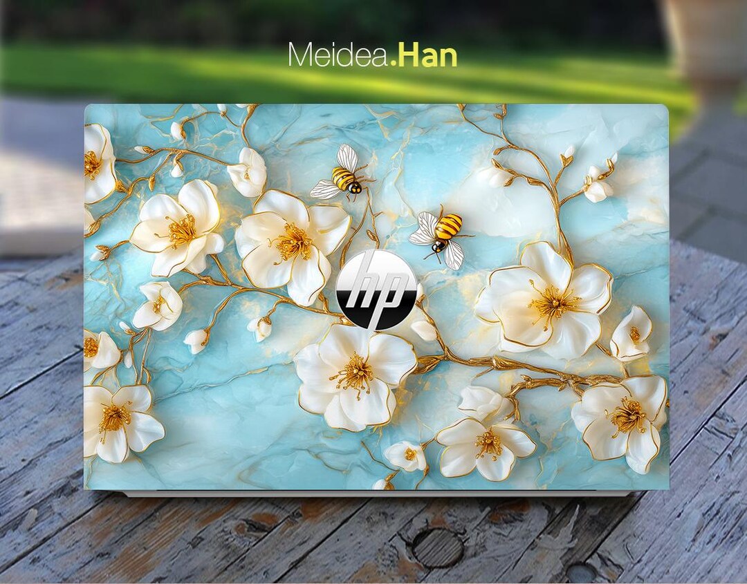 Hp Spectre X360 Laptop Skin Art Decal Custom Gift White Flower Art ...