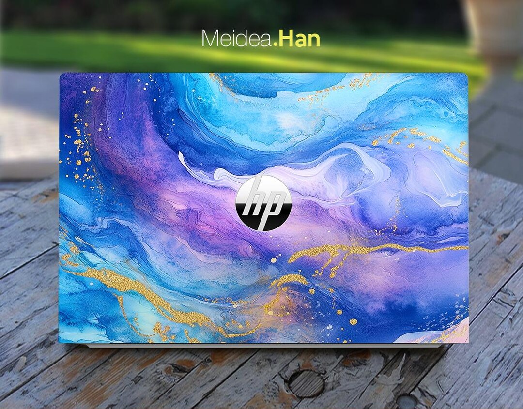 Custom Laptop Skin Hp Sticker Personalized Gift Marble Art Texture ...