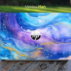 Custom Laptop Skin Hp Sticker Personalized Gift Marble Art Texture ...