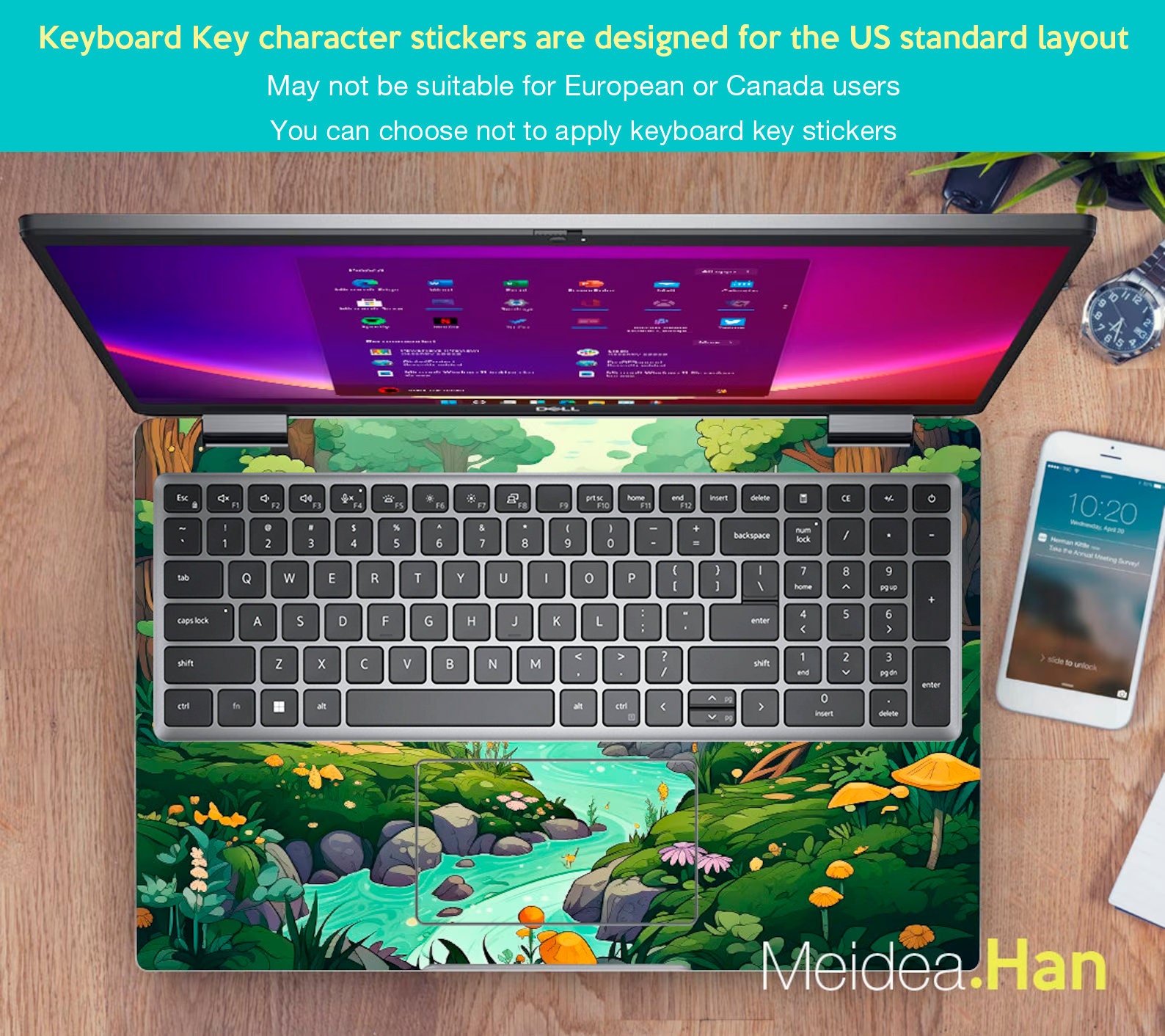 Custom Laptop Skin Dell Inspiron 15 Inch Personalization Gifts Green ...