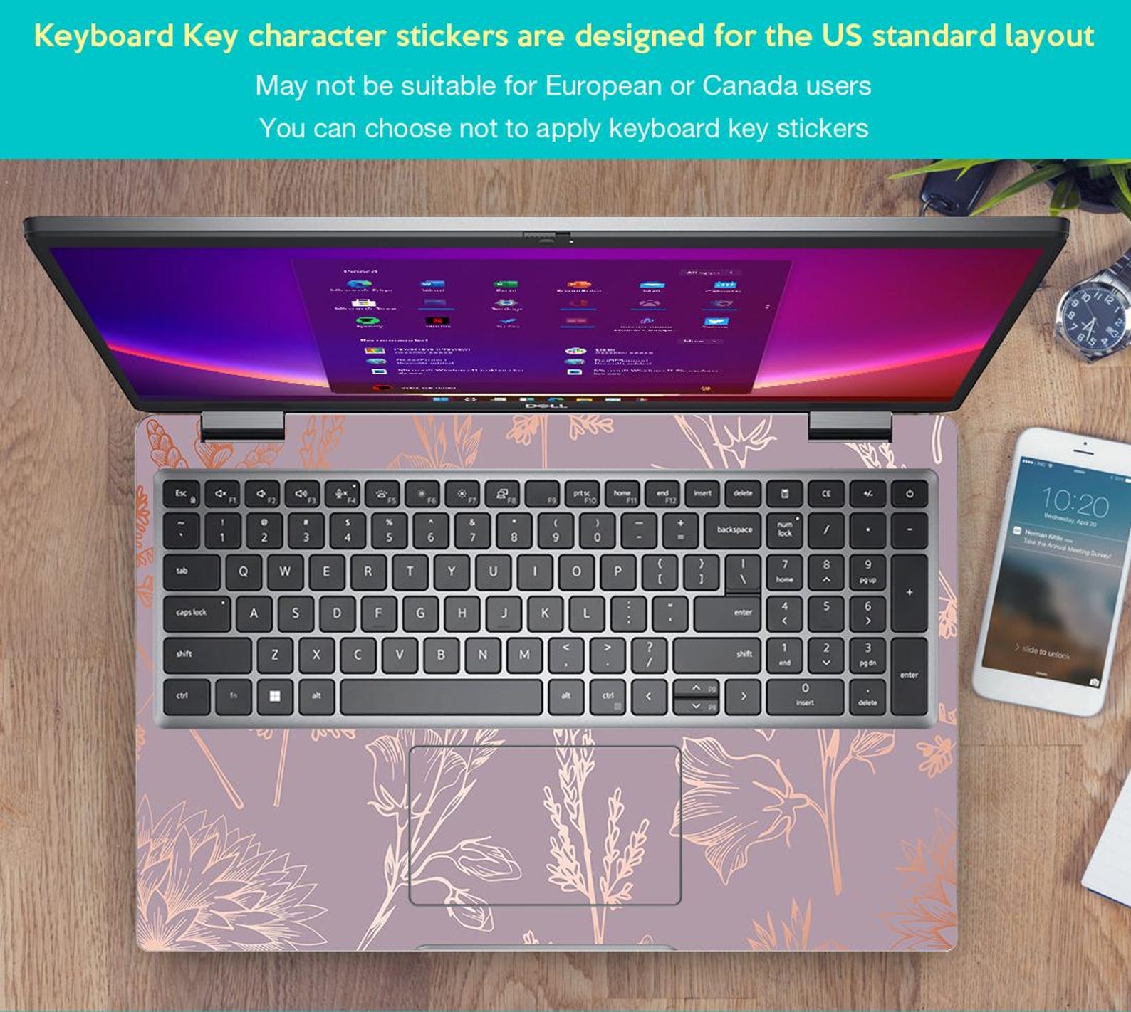 Lenovo Laptop Decal Great Gift for Your Girlfriend Artistic Plant Vinyl ...