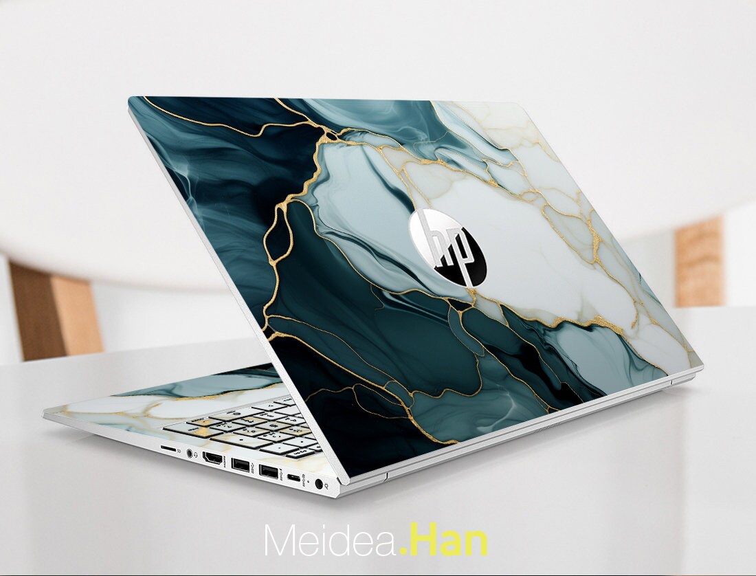 Hp Laptop Skin Probook Decals Customizable Gift Teal Marble Texture for ...