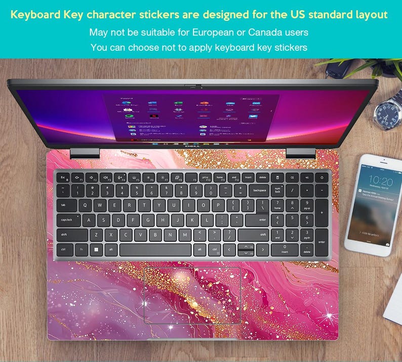 HP Elitebook 840 Laptop Sticker Personalized Customizable Pink Marble ...