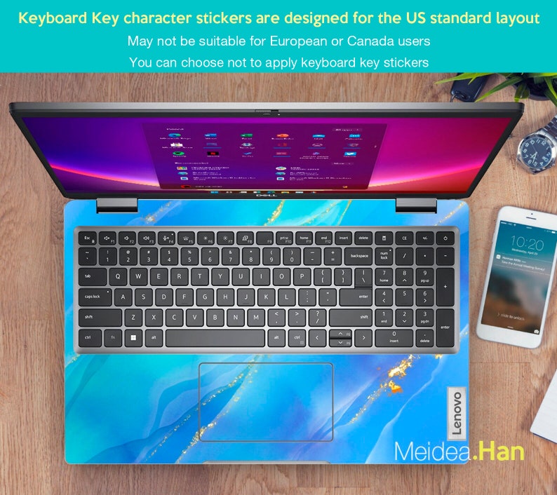 Lenovo Legion Laptop Skin Decals Personalized Gift Blue Marble Vinyl ...
