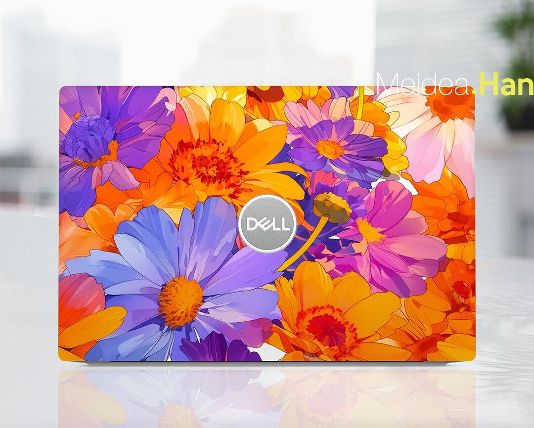 Custom Laptop Skin Dell Accessories Unique Decals Gift for Girl Orange ...