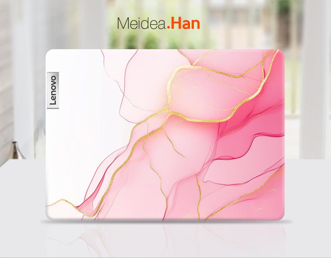 Lenovo Laptop Skin Personalize Sticker Pink and White Marble Vinyl ...