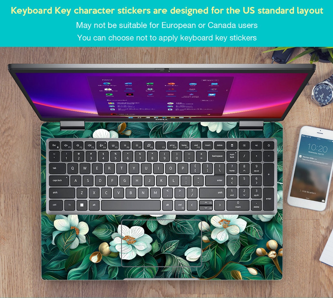 Dell Laptop Skins Custom Decals Personalized Gifts Nature Green Plants ...