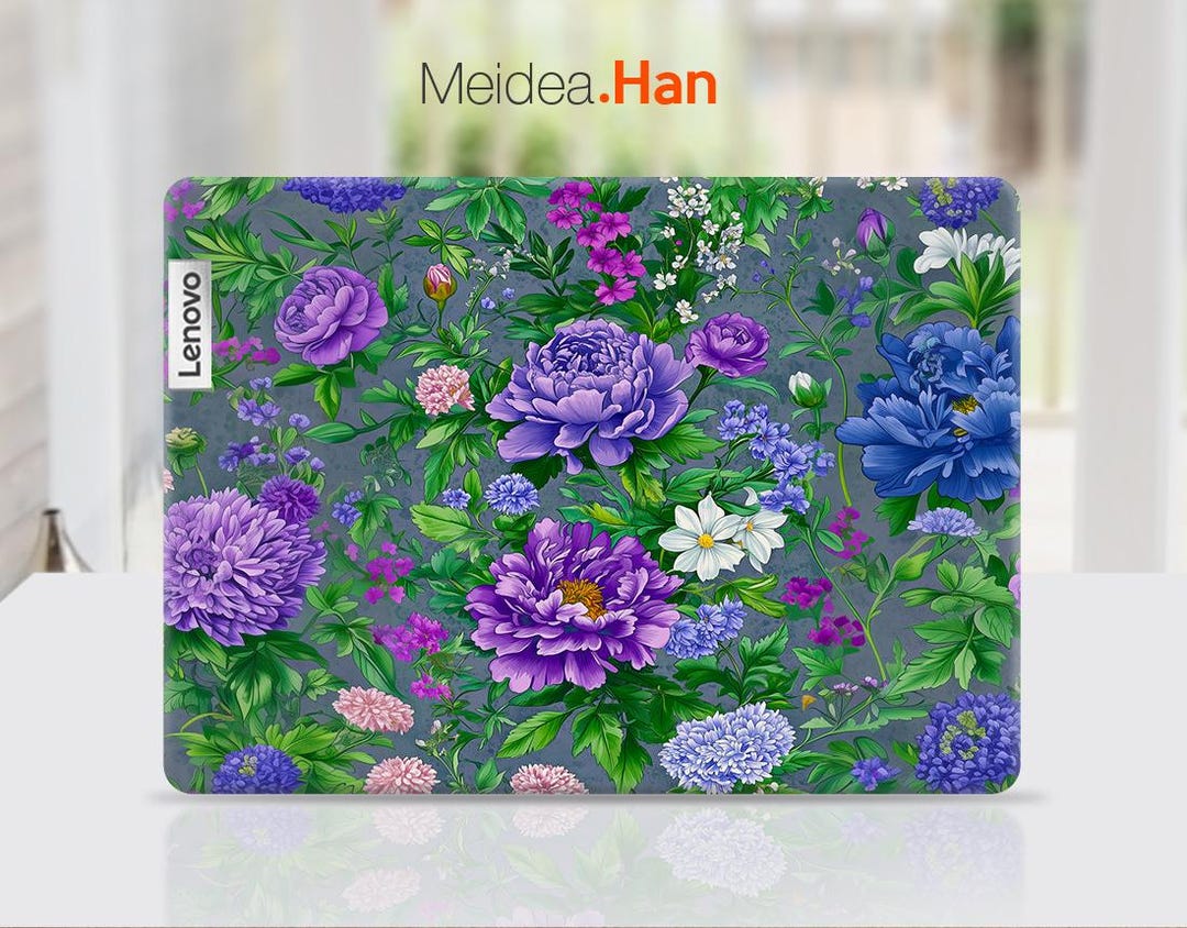 Lenovo Laptop Skin Ideapad Flex 5 Custom Purple Flower Design Vinyl ...