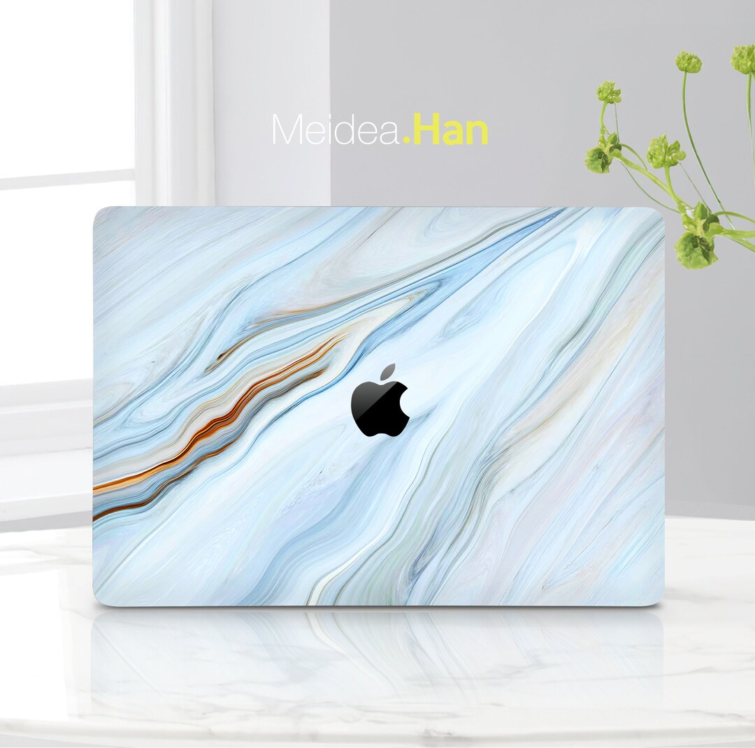 MacBook Air M2 Skin Personalized Gift Blue Marble Texture Design Decal ...