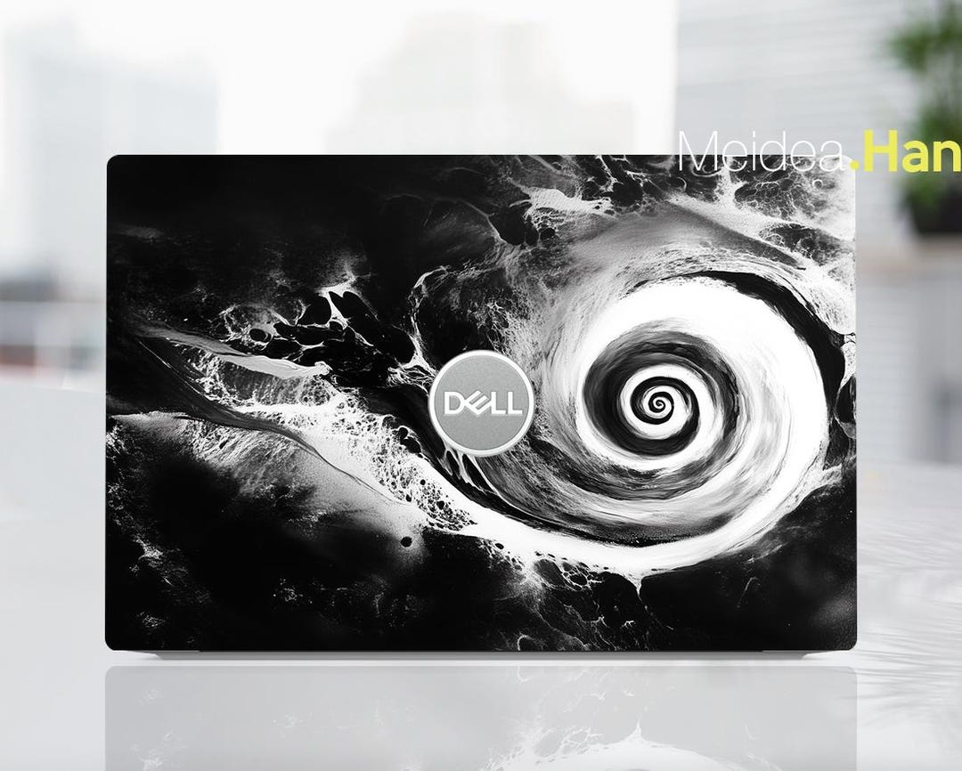 Laptop Skin Dell Custom Decal Personalized Gift Black Swirl Pattern ...