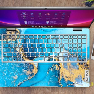 Lenovo Yoga Laptop Skin Decals Personalized Gift Blue Marble Vinyl ...