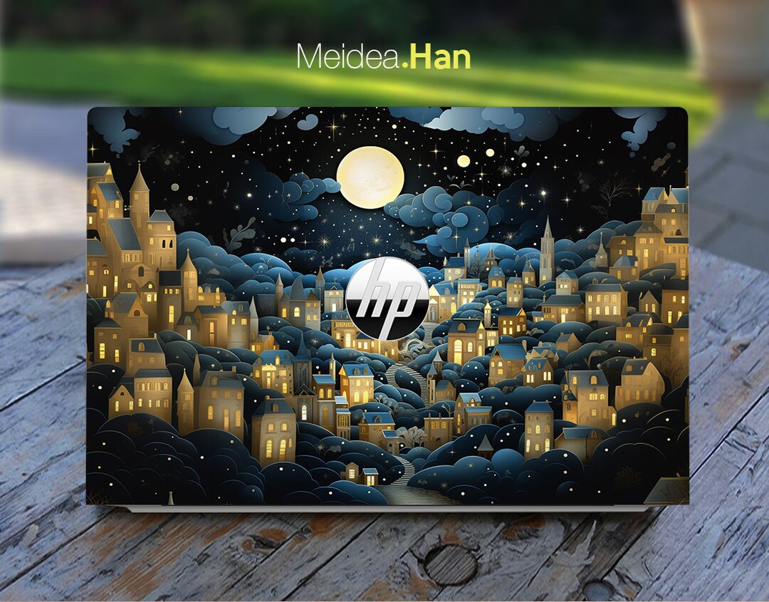 Custom Laptop Skins Hp Decal Personalised Sticker City Cartoon Night ...