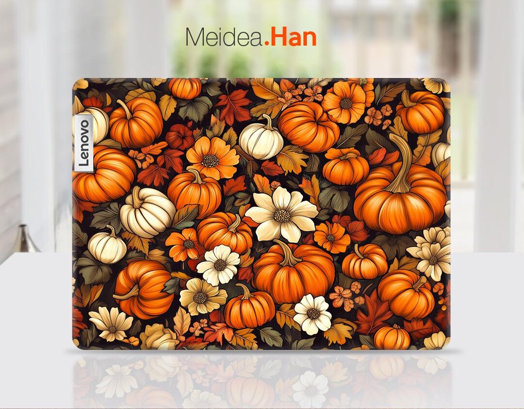 Laptop Sticker Lenovo Skin Custom Gift Artistic Cartoon Pumpkin Design ...
